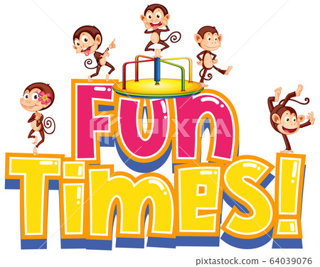 Sticker design for word fun times with cute - Stock Illustration ...