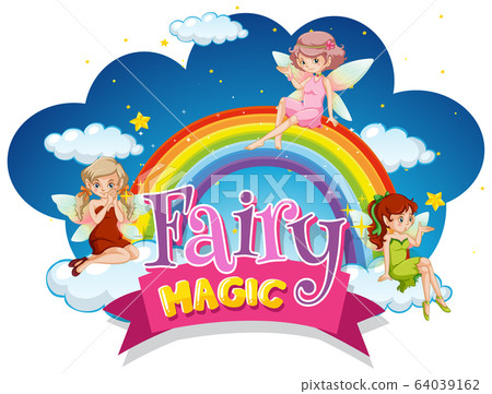 Font design for word fairy magic with fairies - Stock Illustration ...