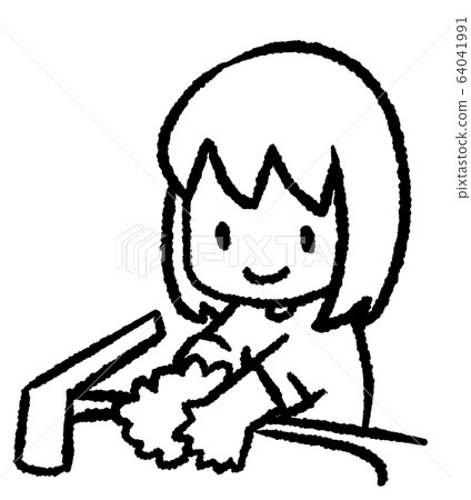 Children washing their hands (line drawing) - Stock Illustration ...