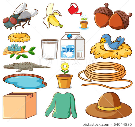 Large set of different animals and other objects - Stock Illustration ...