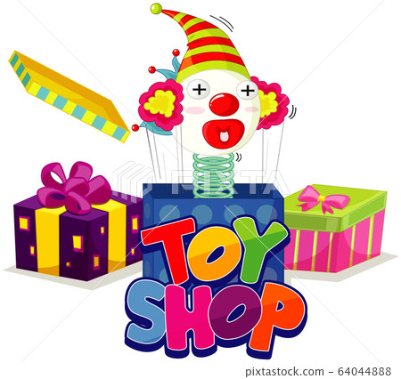 Font design for word toy shop with jack in the box - Stock Illustration ...
