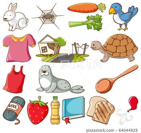 Large set of different animals and other objects - Stock Illustration ...
