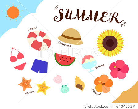Summer material set - Stock Illustration [64045537] - PIXTA