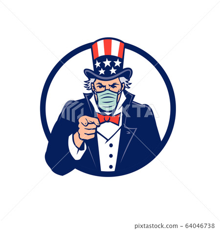 Uncle Sam Wearing Mask Pointing Mascot - Stock Illustration [64046738 ...