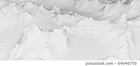 Abstract 3d wire-frame landscape. Blueprint style - Stock Illustration ...