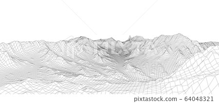 Abstract 3d wire-frame landscape. Blueprint style - Stock Illustration ...