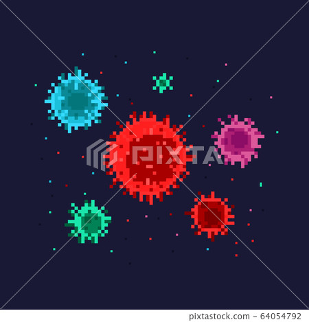 Pixel art virus icon design set.-插圖素材 [64054792] - PIXTA圖庫