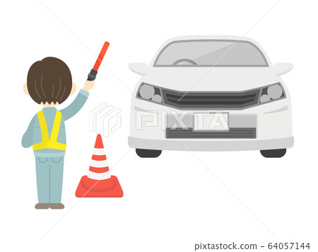 Illustration of a man doing car traffic control - Stock Illustration ...