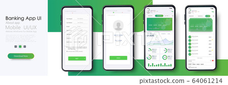 Banking App UI, UX Kit for responsive mobile... - Stock Illustration [64061214] - PIXTA