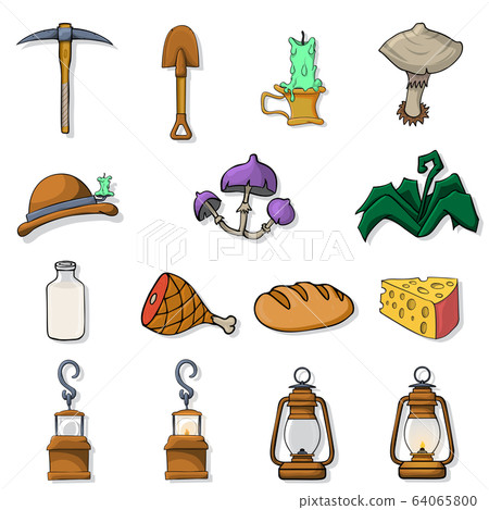 Set of cartoon game items on white - Stock Illustration [64065800] - PIXTA