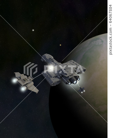 Star Fighters Attacking a Space Battle Cruiser-插圖素材 [64067884] - PIXTA圖庫