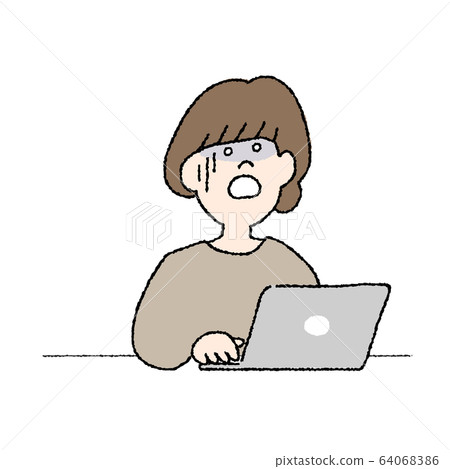 A woman heading to a computer - Stock Illustration [64068386] - PIXTA