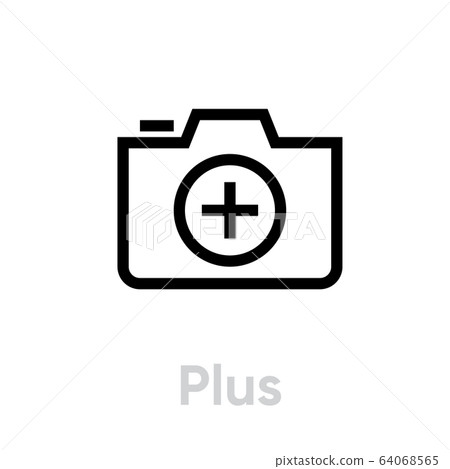 Plus icon. Editable Vector Outline. - Stock Illustration [64068565] - PIXTA