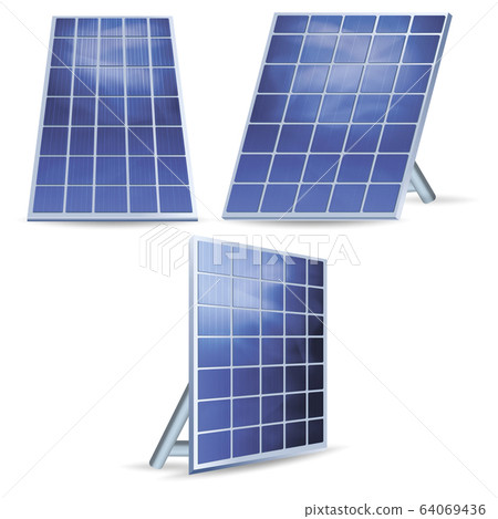 Realistic Detailed 3d Solar Panels Set. Vector - Stock Illustration ...