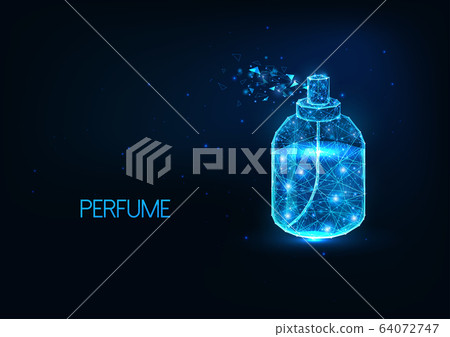 Futuristic glowing low polygonal perfume spray... - Stock Illustration ...