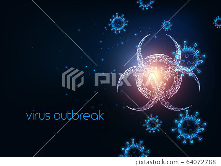 Futuristic virus outbreak concept with glowing... - Stock Illustration ...