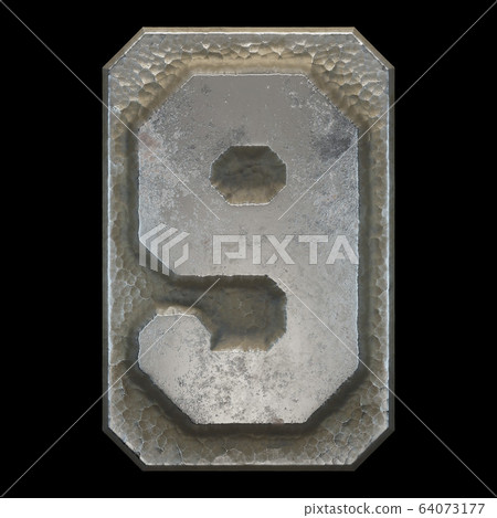 Industrial metal number 9 on black background 3d - Stock Illustration ...