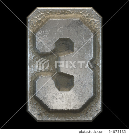 Industrial metal number 3 on black background 3d - Stock Illustration ...