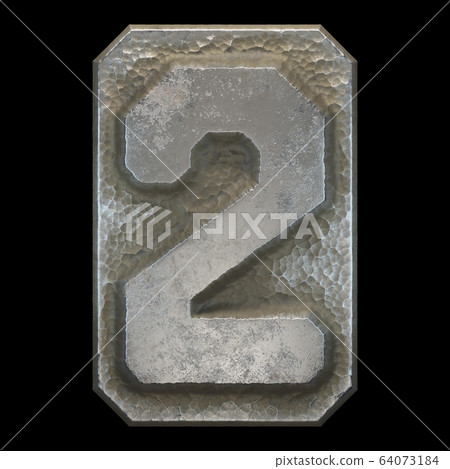 Industrial metal number 2 on black background 3d - Stock Illustration ...