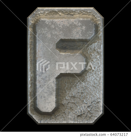 Industrial metal alphabet letter F on black... - Stock Illustration ...
