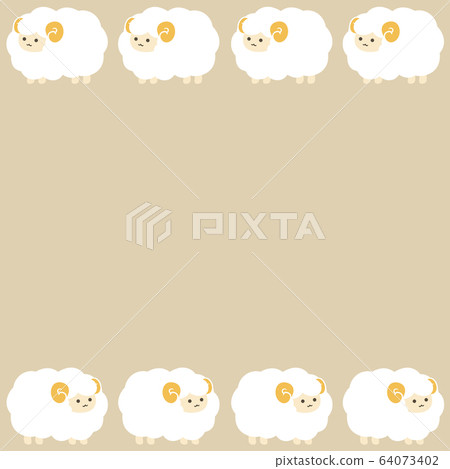 Sheep frame square beige - Stock Illustration [64073402] - PIXTA
