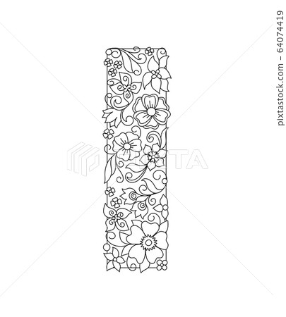 Capital letter I patterned with abstract flowers - Stock Illustration ...