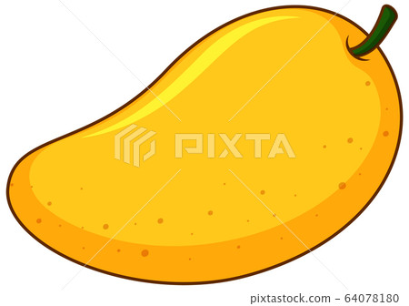 One yellow mango on white background - Stock Illustration [64078180 ...