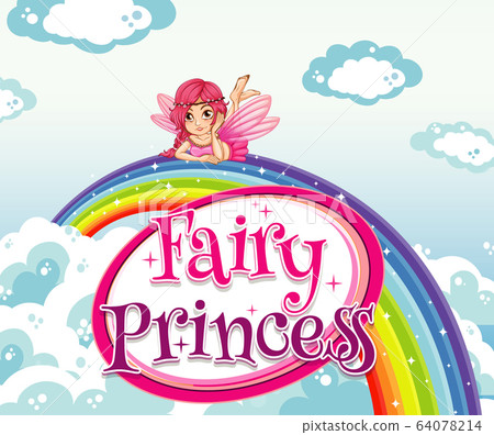 Font design for word fairy princess with fairy on - Stock Illustration ...