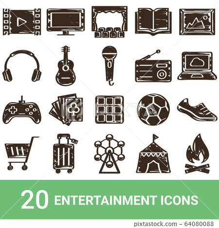 Product icons Entertainment Handwriting 20 sets - Stock Illustration ...