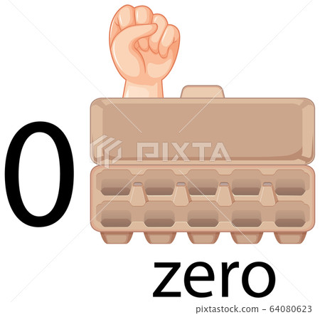 Counting number zero with eggs in carton-插圖素材 [64080623] - PIXTA圖庫
