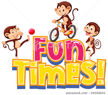 Sticker design for word fun times with cute - Stock Illustration ...