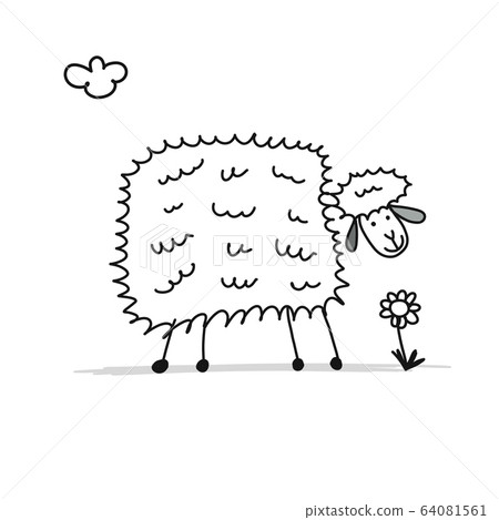 Funny sheep, sketch for your design - Stock Illustration [64081561] - PIXTA