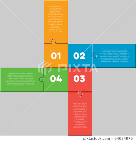 Four pieces puzzle square diagram info graphic - Stock Illustration ...