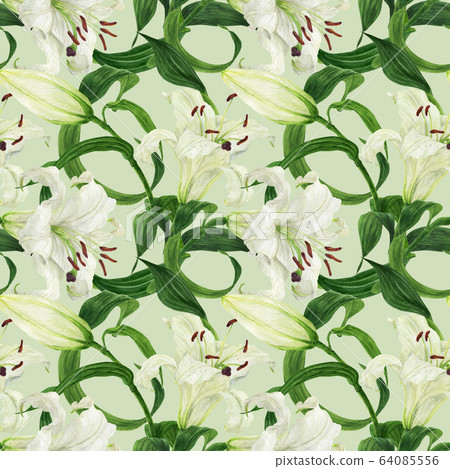 Tropical floral light green seamless pattern with - Stock Illustration ...