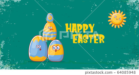 Happy easter cartoon horizontal banner with... - Stock Illustration ...