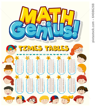 Font design for word math genius with times tables - Stock Illustration ...
