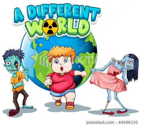 Poster design with word a different world with-插圖素材 [64086320] - PIXTA圖庫