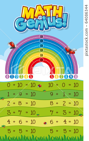 Worksheet design for math genius with adding to - Stock Illustration ...