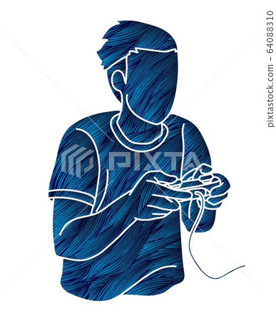 Man playing video games cartoon graphic vector - Stock Illustration ...