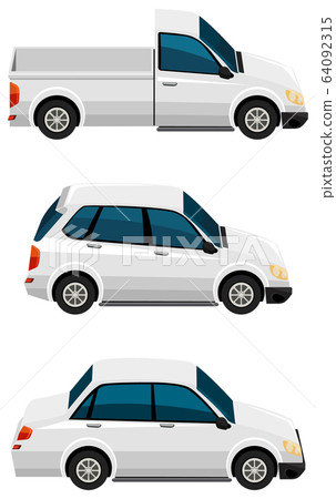 Set of different types of cars in white color - Stock Illustration ...