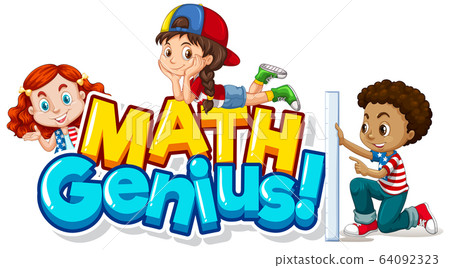 Font design for math genius with happy children-插圖素材 [64092323] - PIXTA圖庫