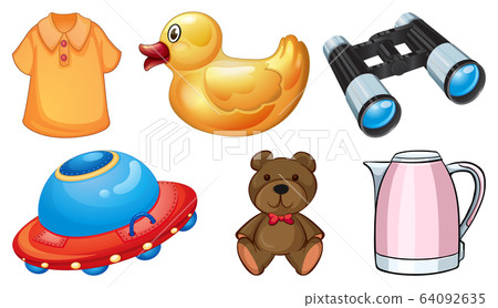 Large set of different items on white background - Stock Illustration ...