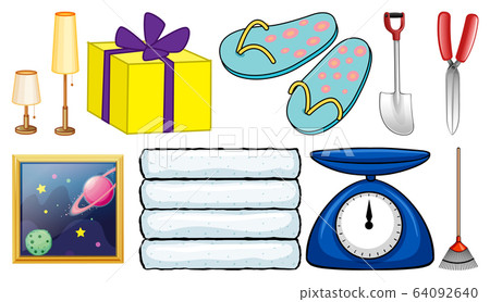 Set of different types of objects on white - Stock Illustration ...