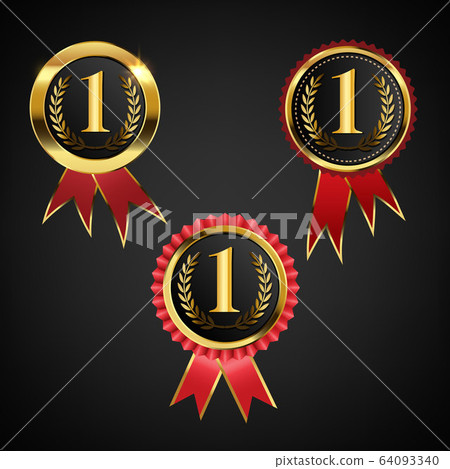 Golden 1st Place Badge - Stock Illustration [64093340] - PIXTA