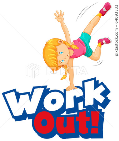 Font design for word work out with girl doing - Stock Illustration ...