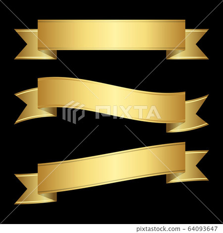 set of Gold Ribbon - Stock Illustration [64093647] - PIXTA