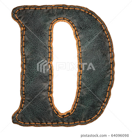 Leather letter D uppercase. 3D render font with... - Stock Illustration ...