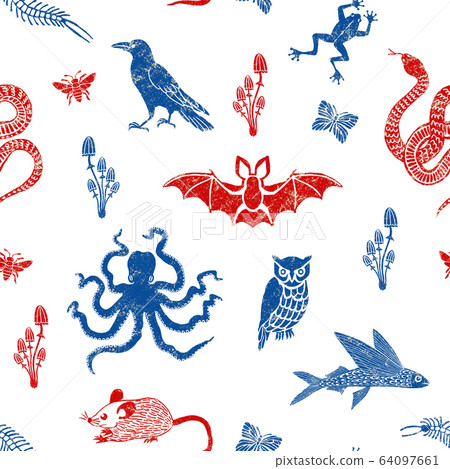 Seamless pattern with animals and insects - Stock Illustration ...