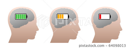 Full, half full and empty battery in a human... - Stock Illustration ...
