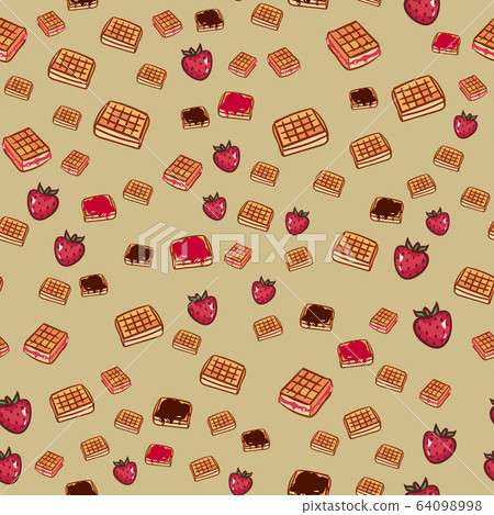 cute cartoon seamless pattern with waffle with... - Stock Illustration ...